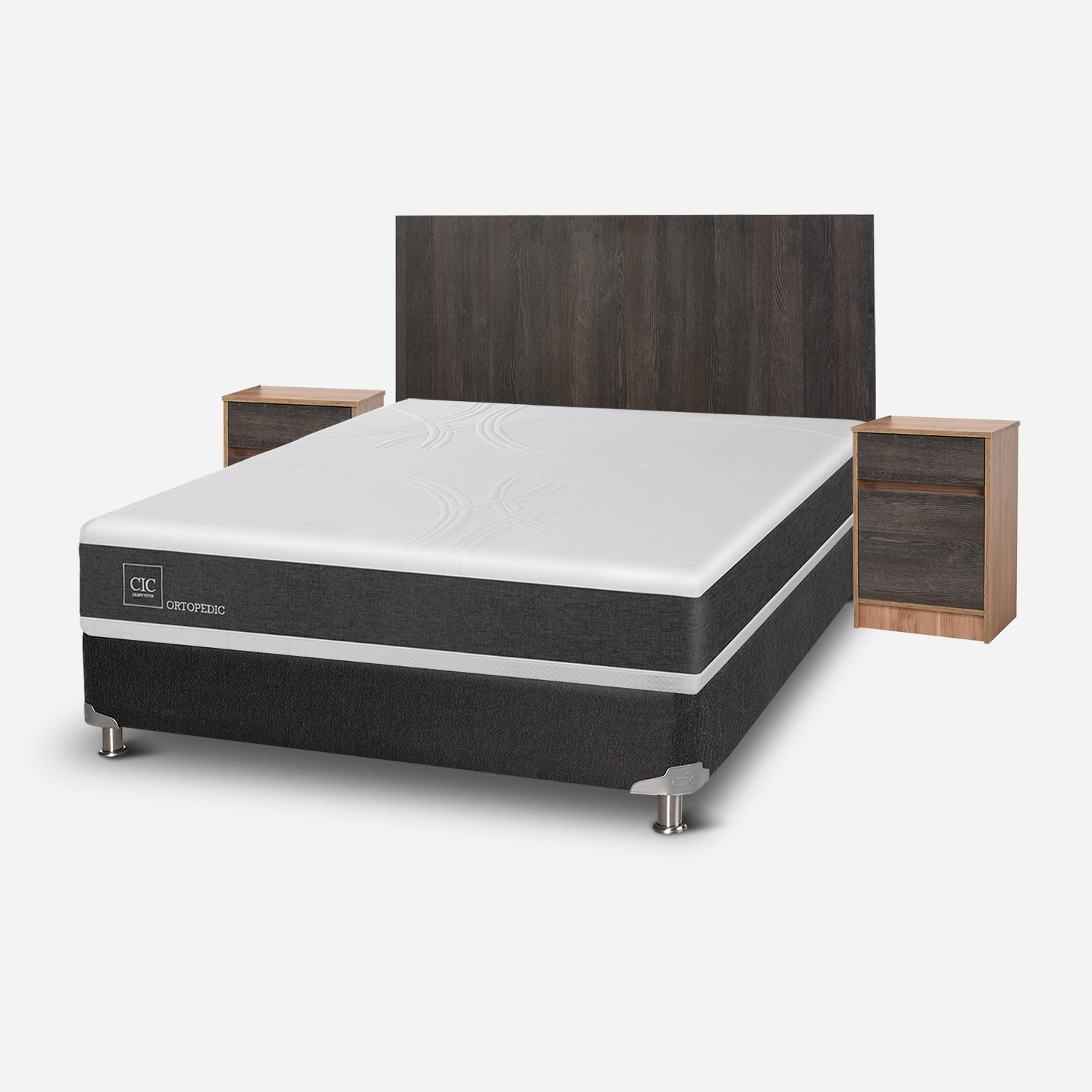Box Spring 2 Plazas Ortopedic Base Normal 5 Zonas + Set Espresso | CIC