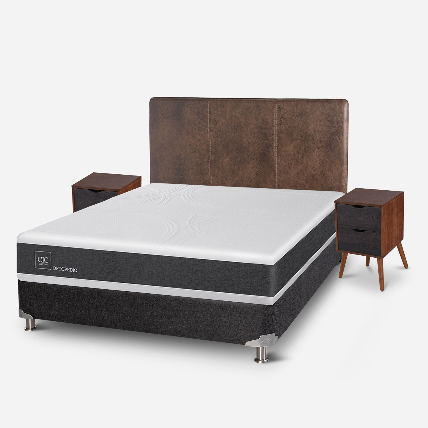 Box Spring 2 Plazas Ortopedic Base Normal 5 Zonas + Set Baker | CIC