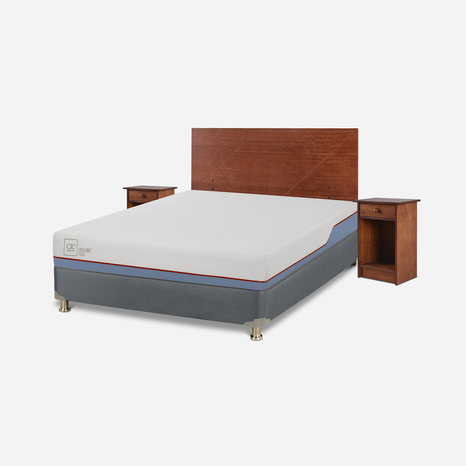 Cama Americana 2 Plazas Excellence Plus Base Normal + Set Villarrica | CIC