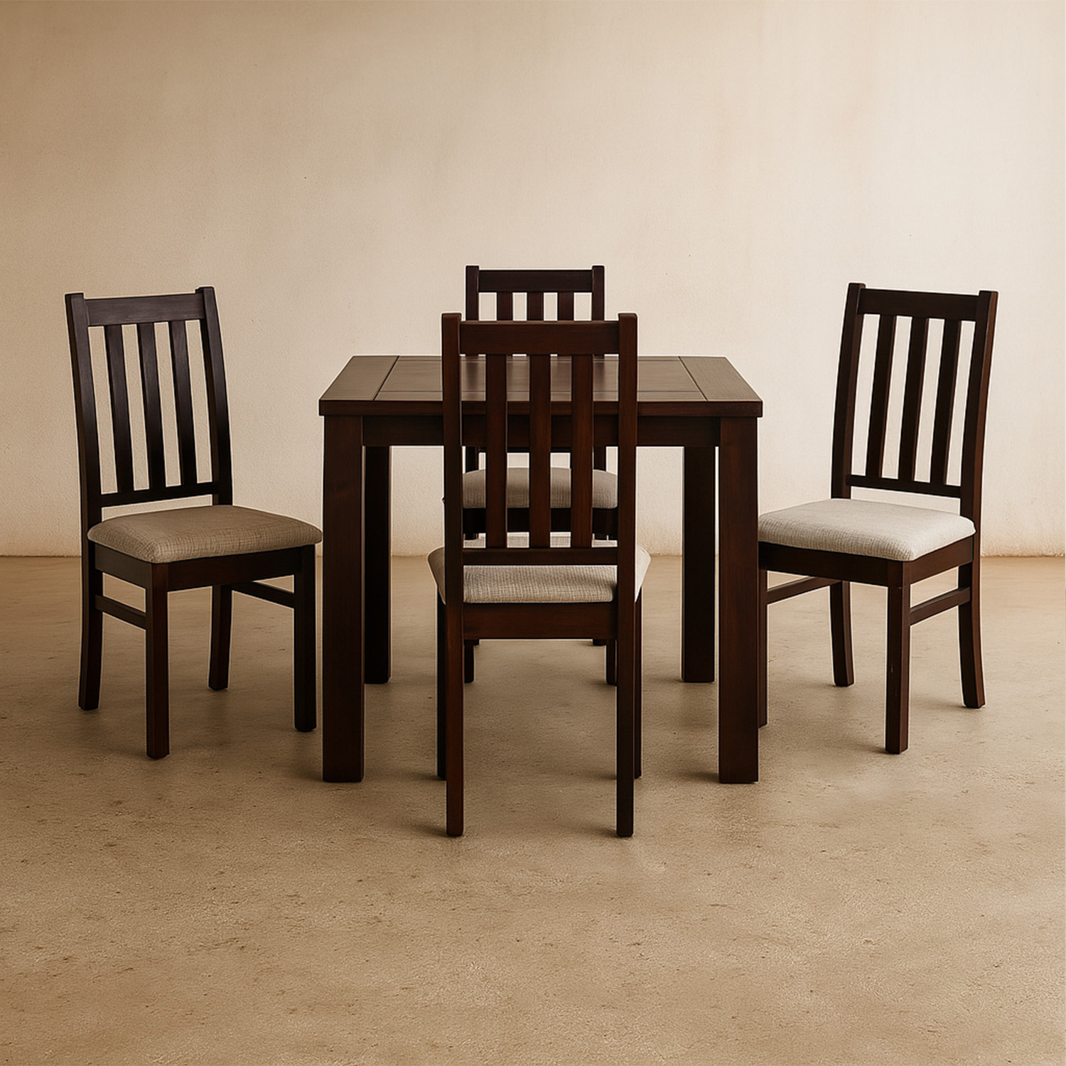 Comedor 4 Sillas Ñuble Chocolate - Tela Beige | CIC