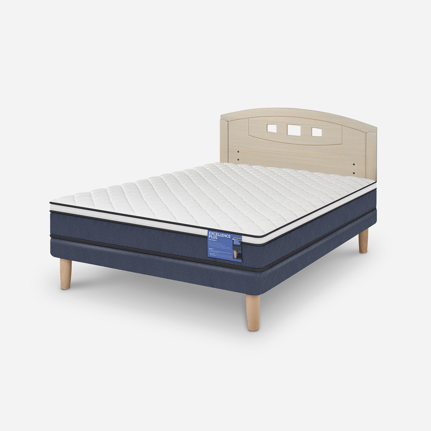 Cama Europea 2 Plazas Excellence Plus Base Normal + Respaldo Gales ...