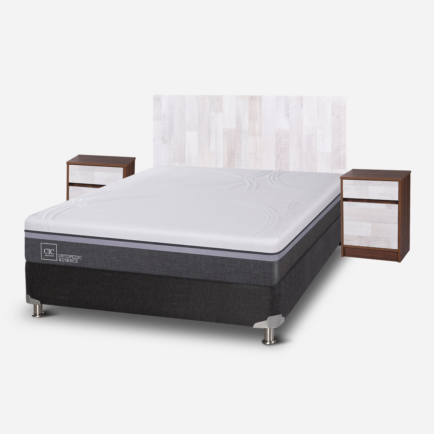 Box Spring 2 Plazas Ortopedic Advance Base Normal 5 Zonas + Set Legno | CIC
